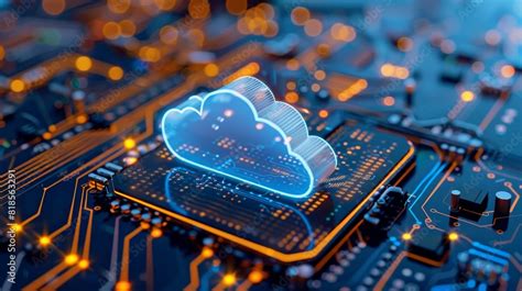 Ultramarine Blue Cloud Computing Nodes In High Tech Workspace Key To