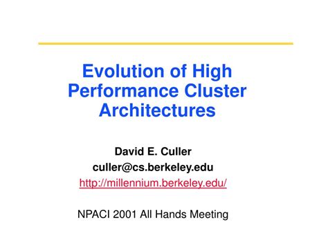 Ppt Evolution Of High Performance Cluster Architectures Powerpoint