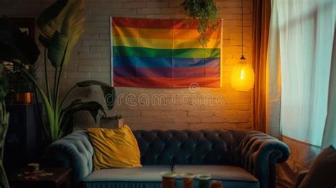 Affectionate Abode Explore The Interior Domain Of Same Sex Partners Where A Sofa And Rainbow