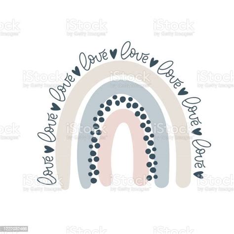 아이들을위한 흰색 배경에 고립 만화 스칸디나비아 스타일의 벡터 무지개 포스터 인쇄 카드 직물 어린이 책 인테리어 디자인에 대 한 손으로 그린 스타일에 귀여운 일러스트