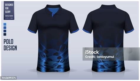 파란색 폴로 셔츠 모형 템플릿 디자인 축구 저지 축구 키트 골프 테니스 운동복 추상 패턴입니다 벡터에 대한 스톡 벡터 아트 및 기타 이미지 Istock