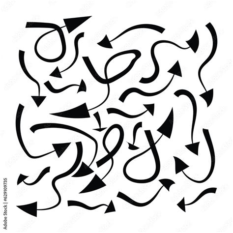 Black Directional Arrow Sign Or Icon Set Design Hand Drawn Arrow Design Elements Vector