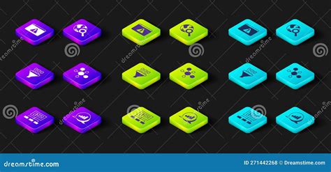 Set Data Analysis Pie Chart Infographic Binary Code Mind Map Search Globe And Browser With