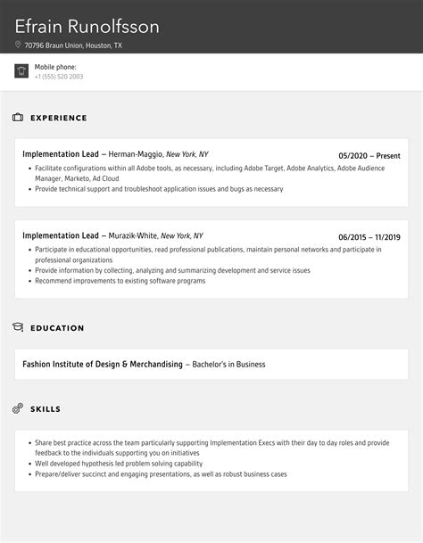 Implementation Lead Resume Samples Velvet Jobs Implementation Lead Resume Samples Velvet Jobs