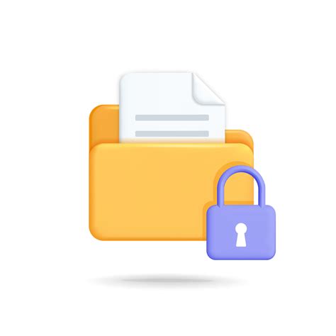 3d Vector Cartoon Plastic Render Secure Protection File Folder With