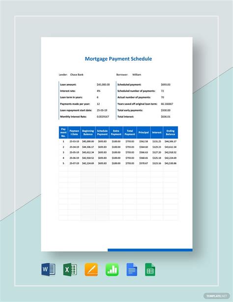 Rent Payment Schedule Template In Apple Numbers Pages Excel Word