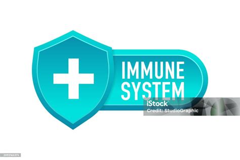 면역 체계 평면 아이콘입니다 의료용 방패 개념 바이러스 백신 보호 의료용 방패는 인체 면역의 세균 공격에 대응합니다 벡터 일러스트 레이 션 항바이러스 약물에 대한 스톡 벡터