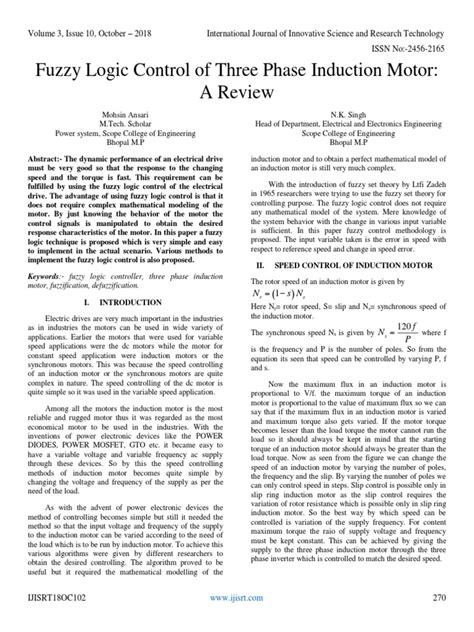 fuzzy logic control of three phase induction motor a review pdf
