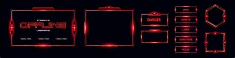 레드 허드 Ui 게임 프레임 사이버 및 미래의 화면 무료 벡터