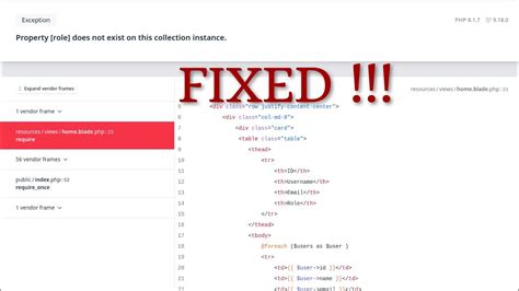 Property Column Does Not Exist On This Collection Instance How To Fix Laravel App Youtube