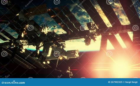 International Space Station Iss Floating In Orbit Above Planet Earth