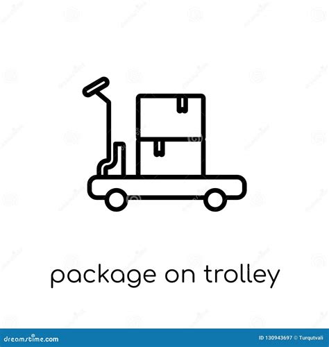 Package On Trolley Icon Trendy Modern Flat Linear Vector Package On Trolley Icon On White