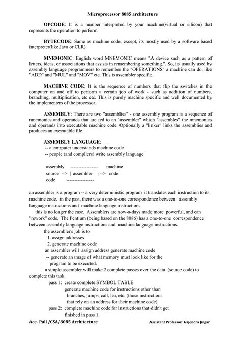 Computer System Architecture Microprocessor 8085 Unit 4 Pdf