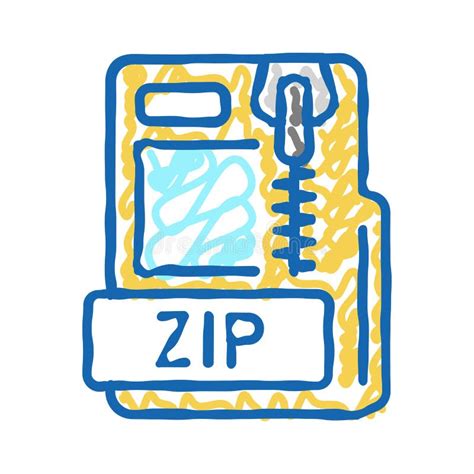 Zip File Format Document Icon Doodle Illustration Stock Vector