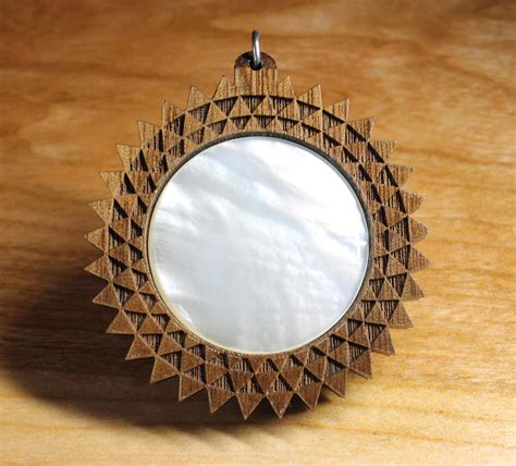 Phi Triangle Vortex Hardwood 30mm Gemstone Pendant Lasertrees