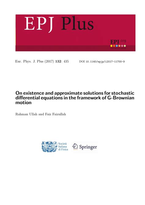 Pdf On Existence And Approximate Solutions For Stochastic Differential Equations In The
