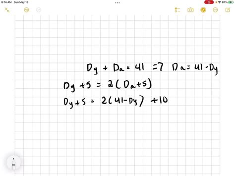 Solved The Sum Of Louises Age And Toms Age Is 34 Five Years Ago The Sum Of Twice Louises