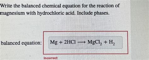Solved Write The Balanced Chemical Equation For The Reaction