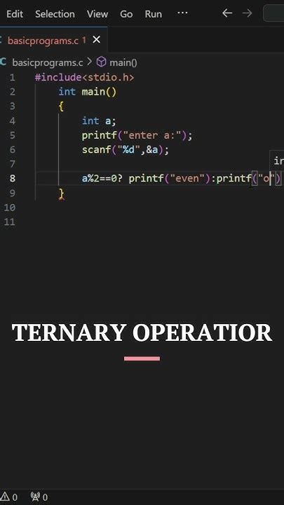 Ternary Operator In C Shortvideo Ytshorts Youtubeshorts Youtube