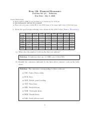 Problem Set Summer Solutions V Pdf Econ Financial Economics Problem Set