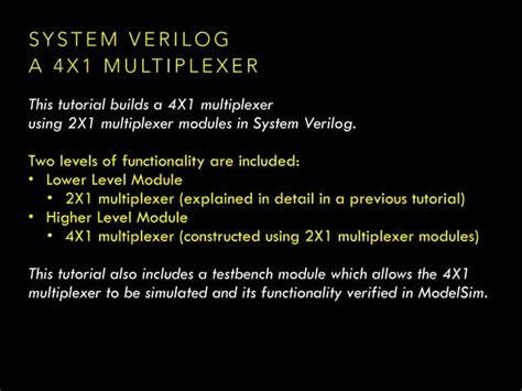 System Verilog Tutorial 4x1 Multiplexer Pdf