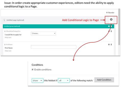 as an editor i need the ability to apply conditions at a page level to enhance my customer