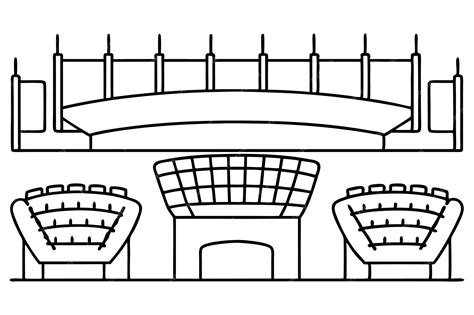 크리켓 경기장 좌석 라인 아트 일러스트레이션 프리미엄 Ai 생성 벡터