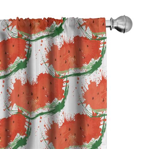 Ambesonne Watermelon Curtains Grunge Spots Fruit Slice Pair Of 28x63