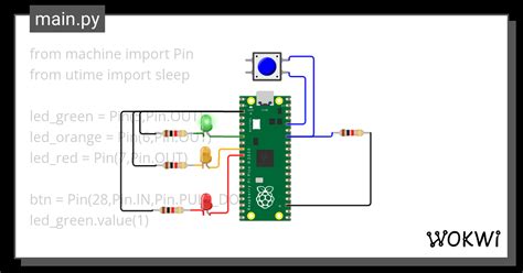 Feu Tricolore Avec BP Wokwi ESP32 STM32 Arduino Simulator