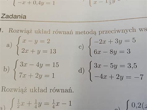 Układy Równań Metoda Podstawiania I Przeciwnych Współczynników