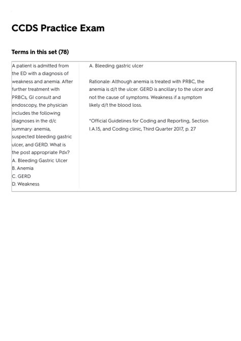 Ccds Practice Questions And Answers 2024 With Complete Solution Ccds Stuvia Us