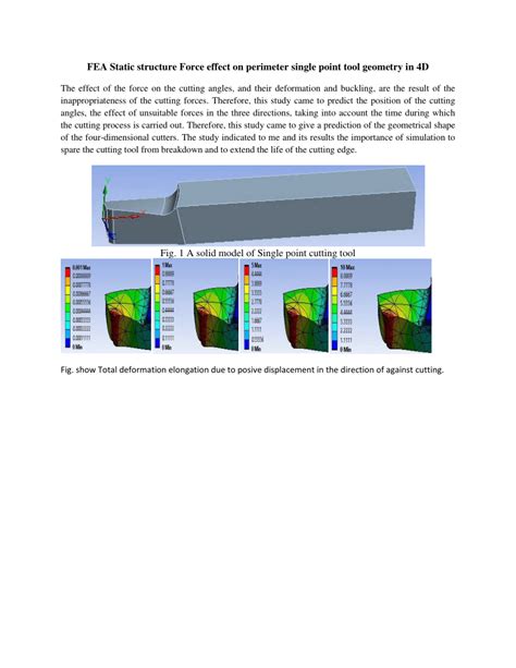 PDF FEA Static Structure Force Effect On Perimeter Single Point Tool Geometry In 4D