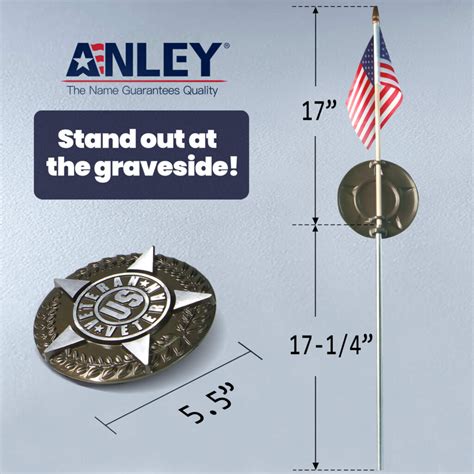 Us Veteran Grave Marker With Us Stick Flag 34 Inch