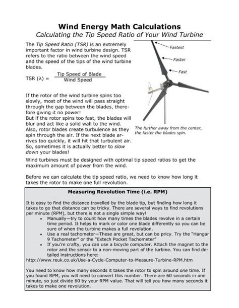 Wind Energy Math Calculations Calculating The Tip Speed Ratio Of