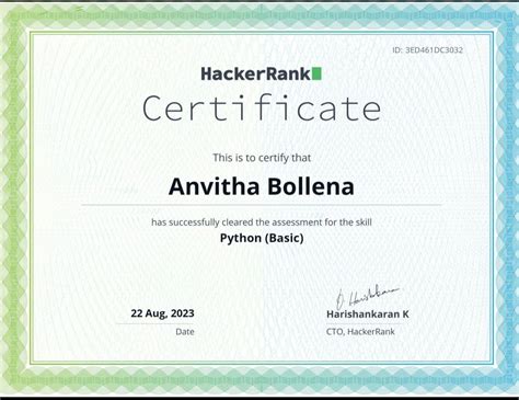 anvitha bollena on linkedin hackerrank continuouslearning certification
