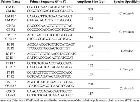 Sequences Of The Sequence Characterized Amplified Region Scar