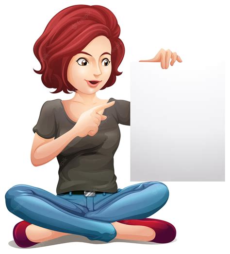 Premium Vector A Pretty Woman Holding An Empty Board