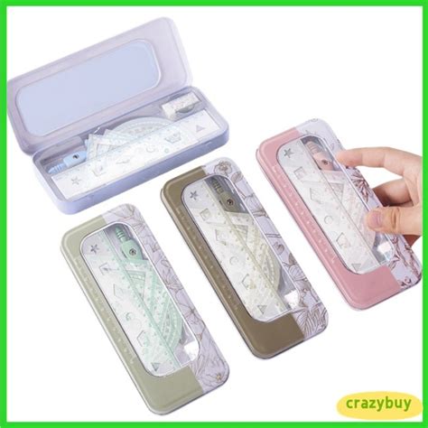 Cr 8 Pcs Geometry Set For Students Math Protractor Compass With Soft