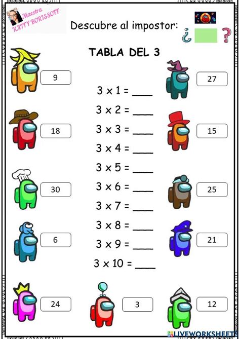 Hojas De Trabajo De Multiplicación Imprimibles Del 3 Al 3 Tablas De