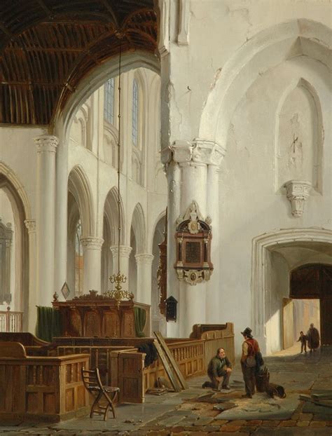 Hove B J Van Bartholomeus Johannes Bart Van Hove Interieur Van De Grote Kerk In Den Haag