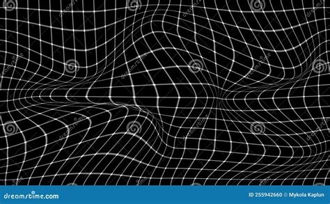 Abstract Curved Perspective Grid Vector Background Distorted Wireframe Wave Technology Surface