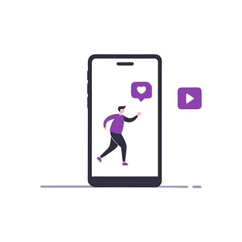 Engaging UI Elements Cartoon Character Viewing Posts Mobile Phone