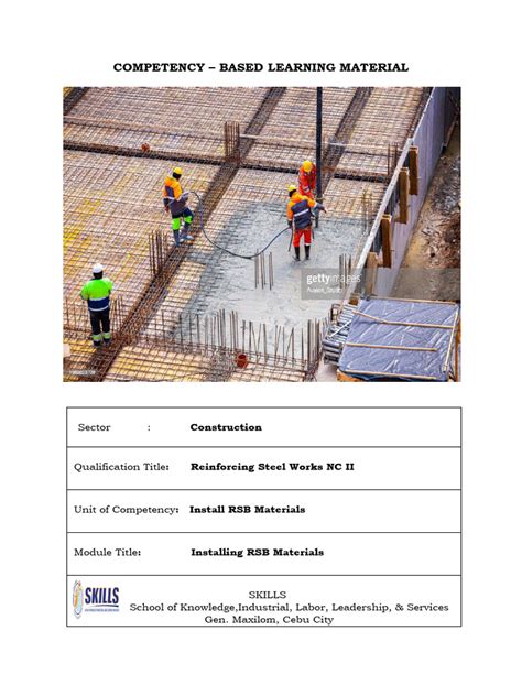 Tm 1 Cblm Reinforcing Steel Work Ncii Final 2023 13 Pdf Occupational Safety And Health