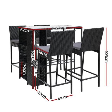 Gardeon 5 Piece Outdoor Bar Set Patio Dining Chairs Wicker Table Stools