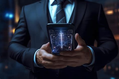 Premium Ai Image Businessman Using Smartphone