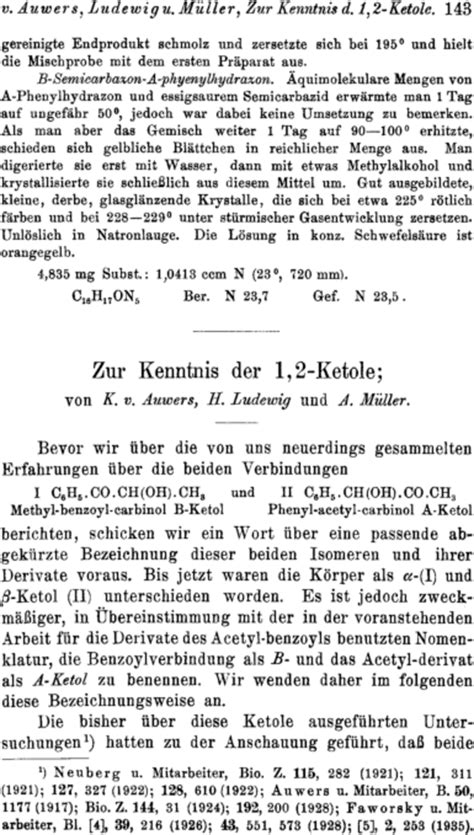 Zur Kenntnis Der 12‐ketole V Auwers 1936 Justus Liebigs Annalen