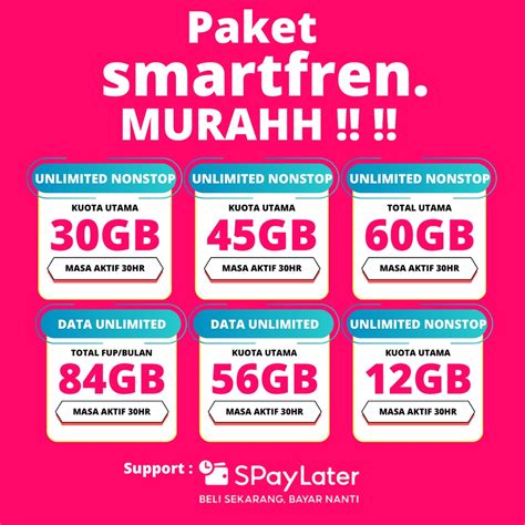 Jual Paket Data Kuota Smartfren Unlimited Nonstop Volume Based Paket Data Murah Shopee
