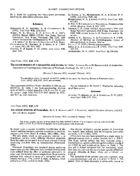 Pdf The Crystal Structure Of D Iso Ascorbic Acid Errata