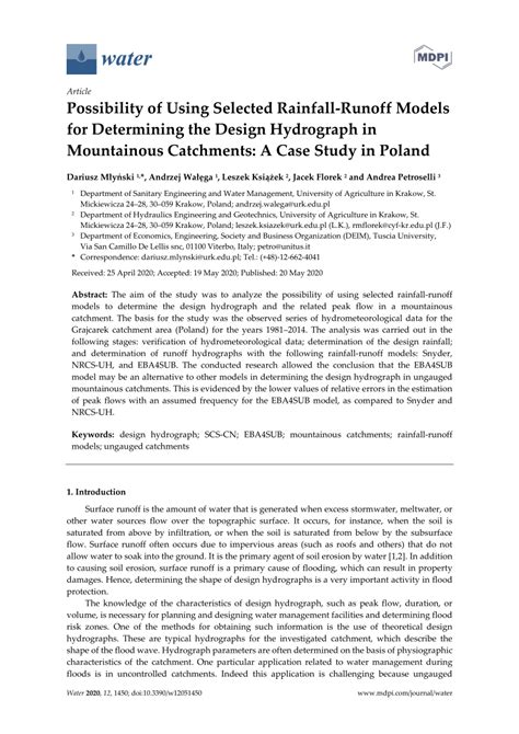pdf possibility of using selected rainfall runoff models for