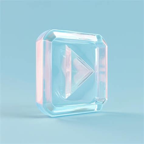 Premium Photo 3d Icon Of A Play Button In Glass On Pastel Sky Blue